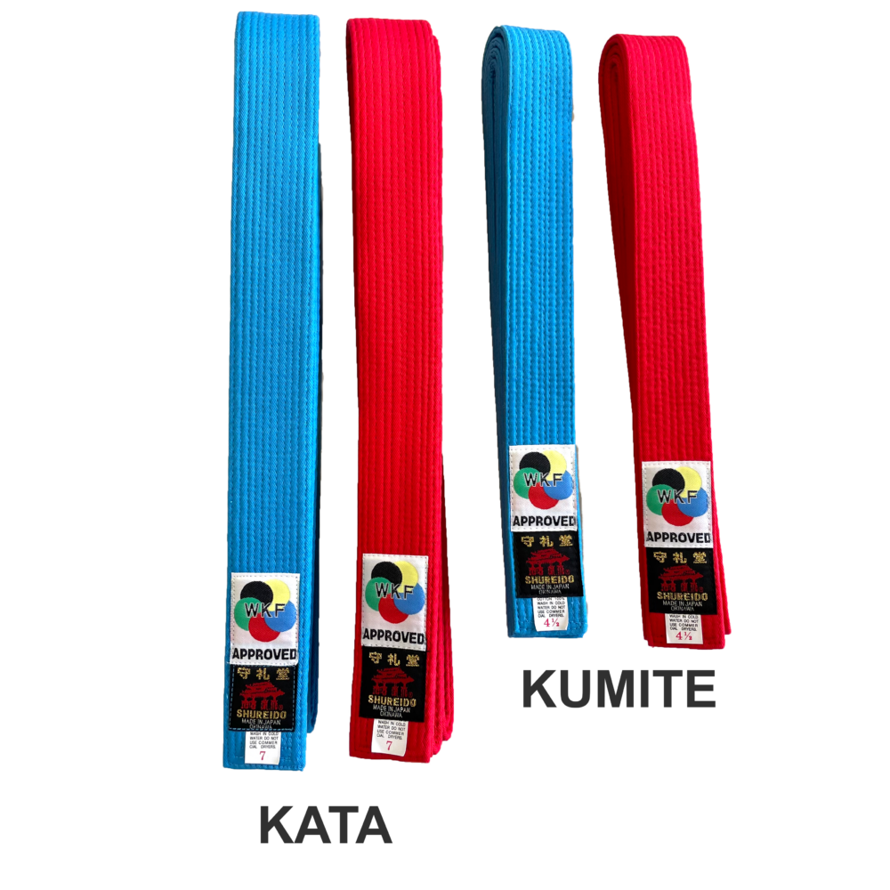 Cinturón de karate de competición | Kata | SHUREIDO | WKF | Rojo/Azul ...