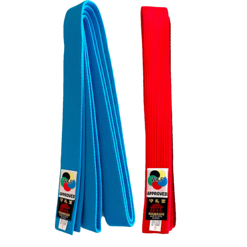 Pack of 2 competition karate belts | Kata | SHUREIDO | WKF | Red and ...